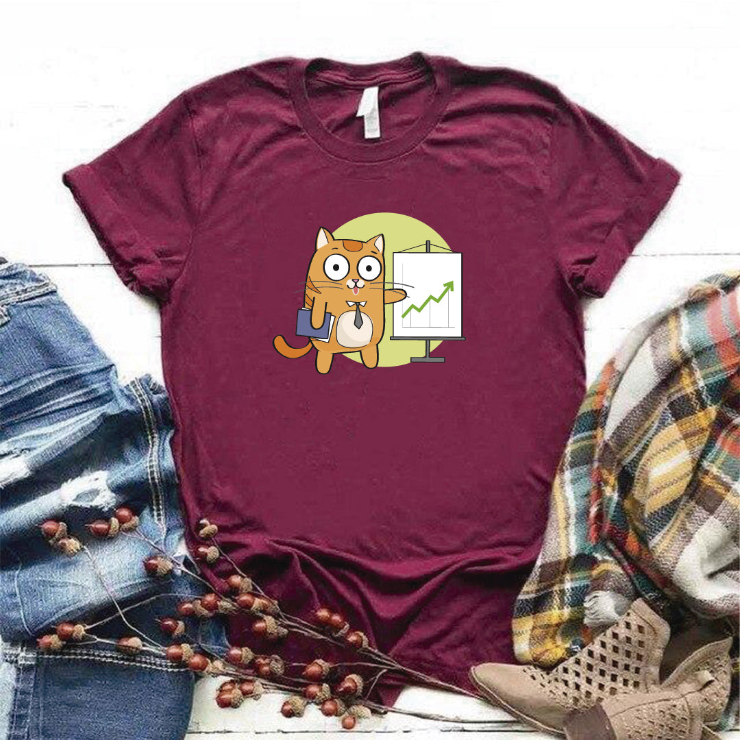Camisa estampada tipo T-shirt GATO ESTADISTICO – A Tu Estilo Boutique